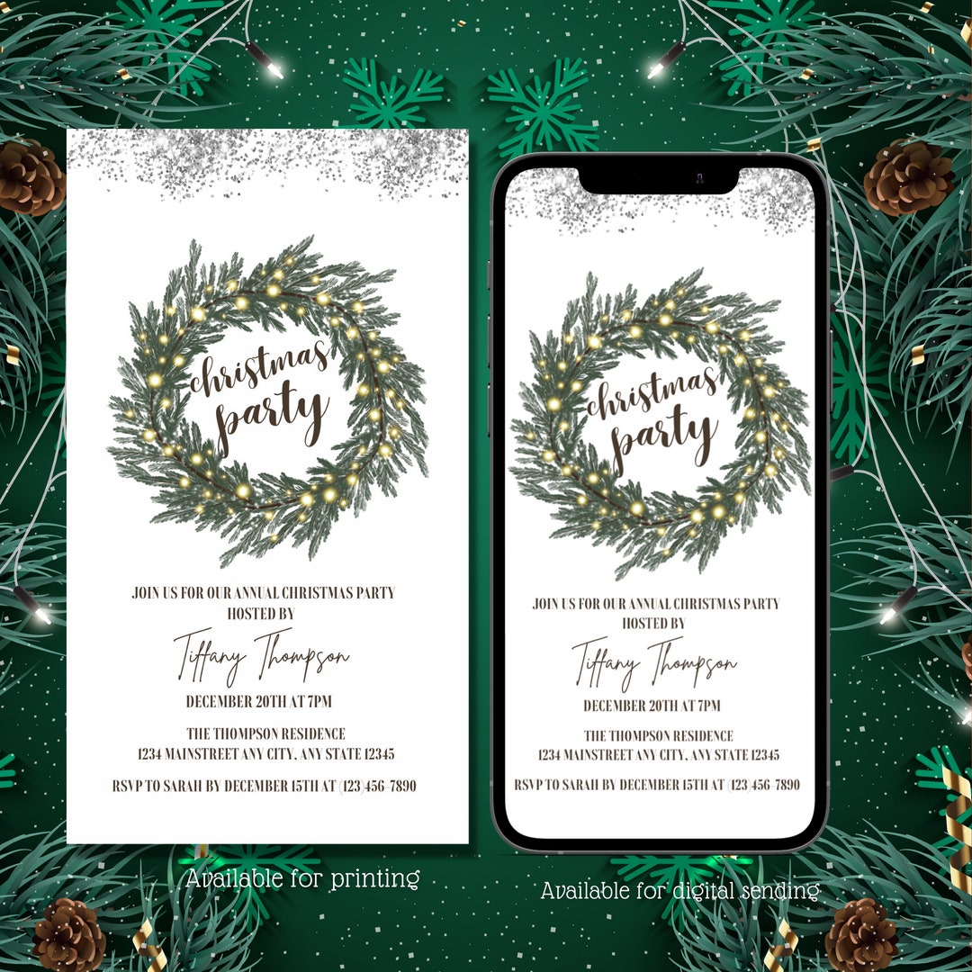 Digital Christmas Party Invitation, Electronic Christmas Invite ...
