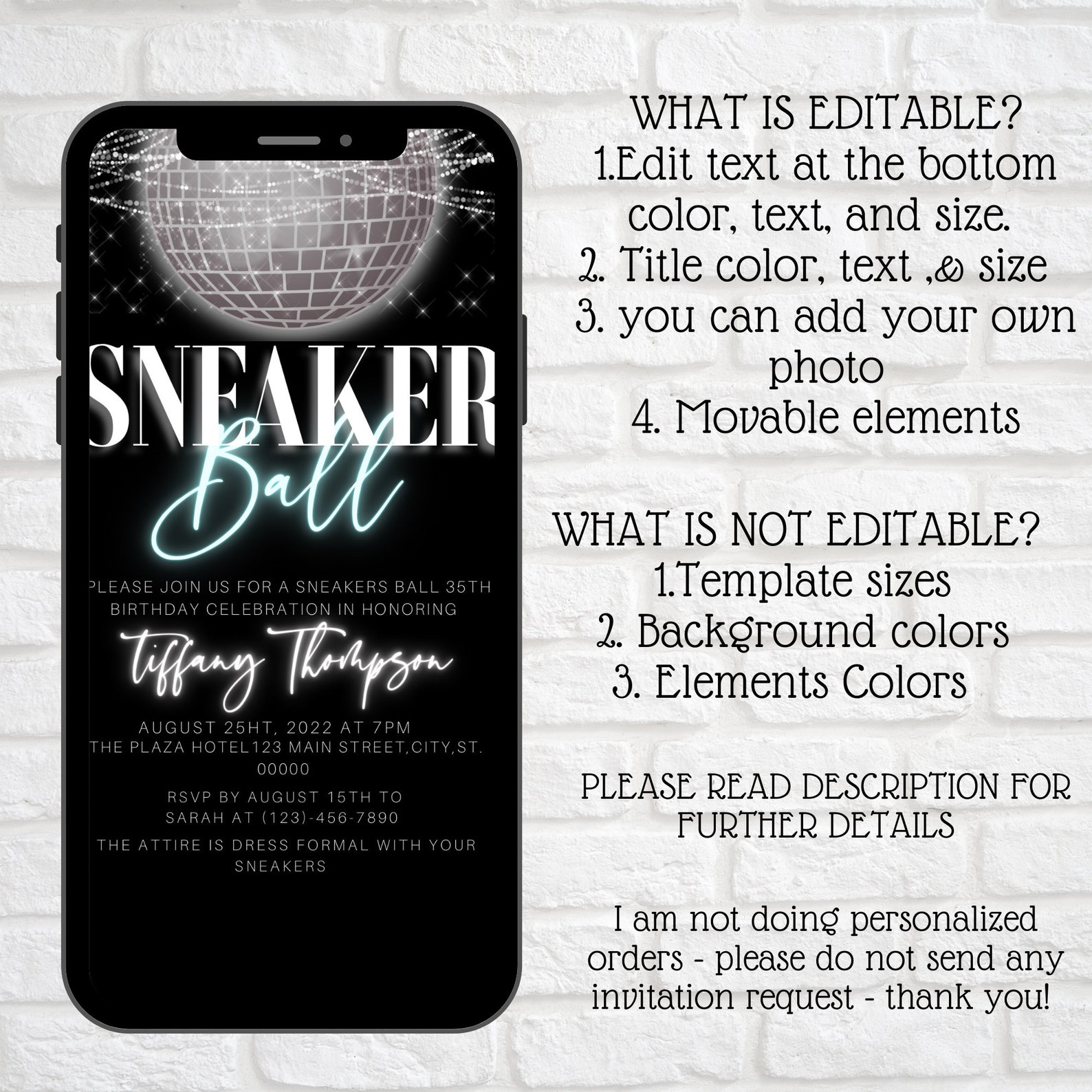 Digital Sneaker Ball Invitation, Birthday Party Invite, Sneaker Gala ...