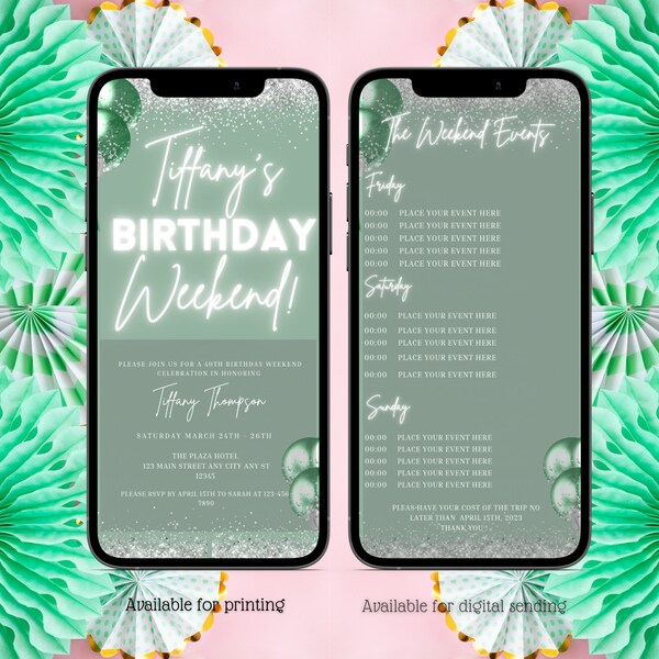 50th Birthday Weekend Itinerary Template - Etsy