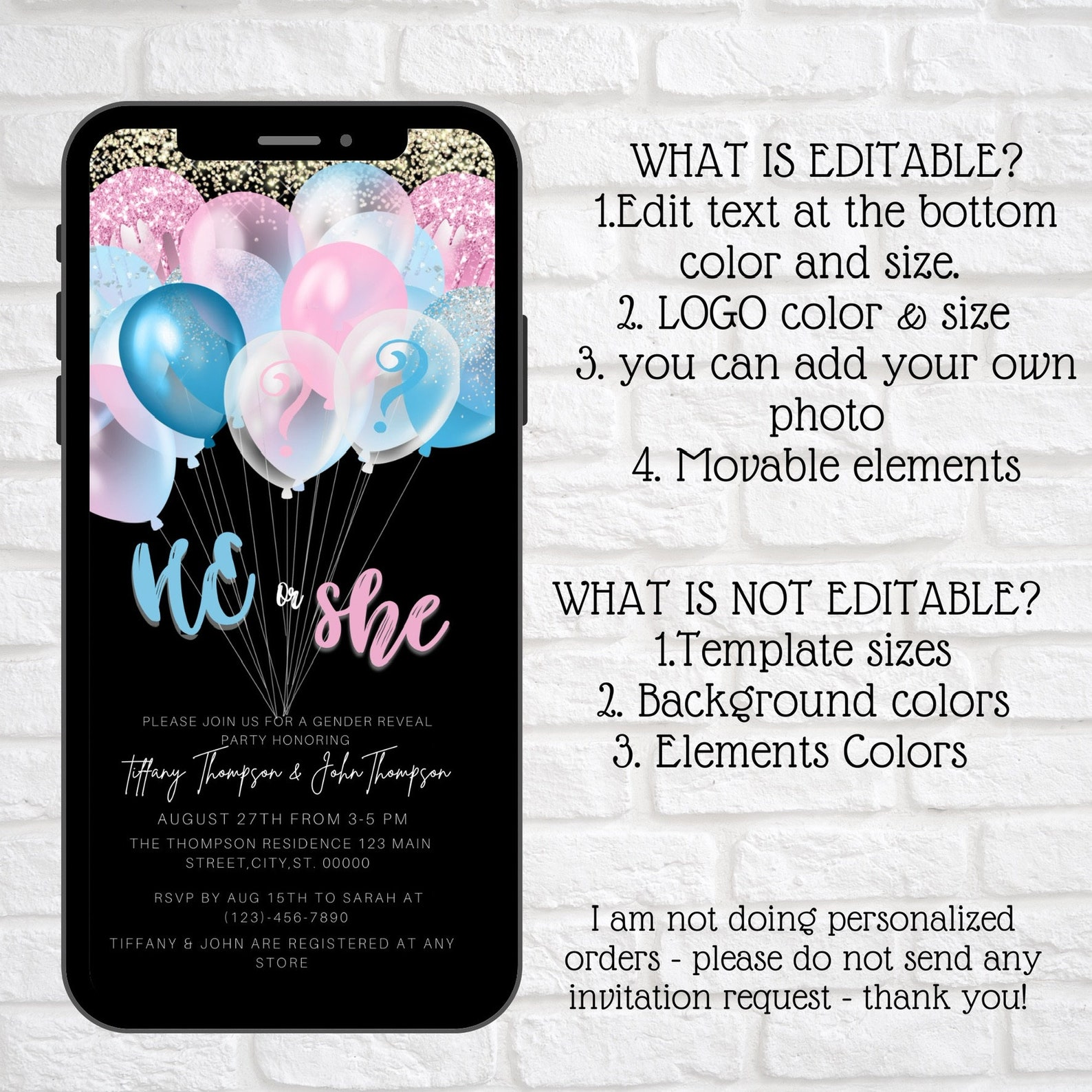 Digital Gender Reveal Invitation Electronic Gender Reveal - Etsy