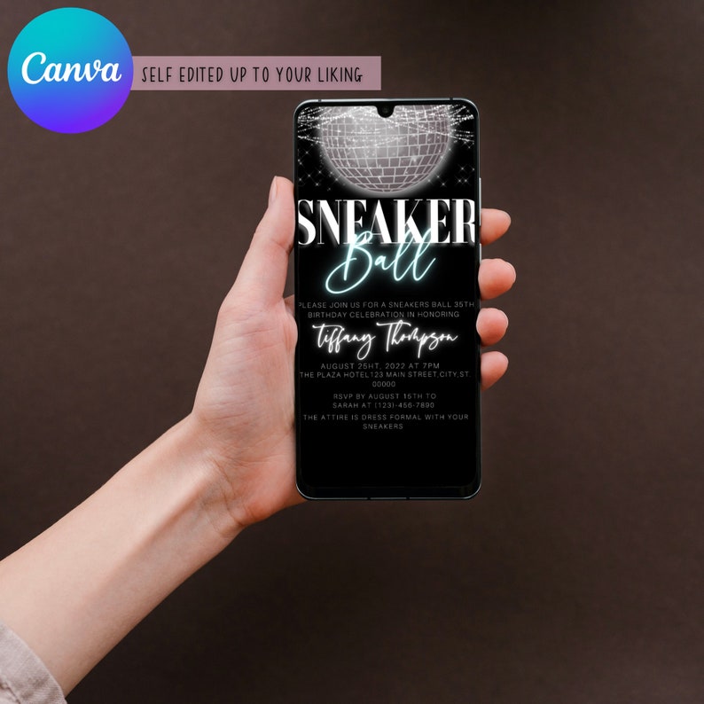 Digital Sneaker Ball Invitation, Birthday Party Invite, Sneaker Gala ...