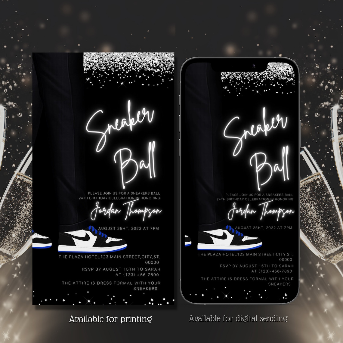 Digital Sneaker Ball Party Invitation, Mens Birthday Invite, Sneaker ...