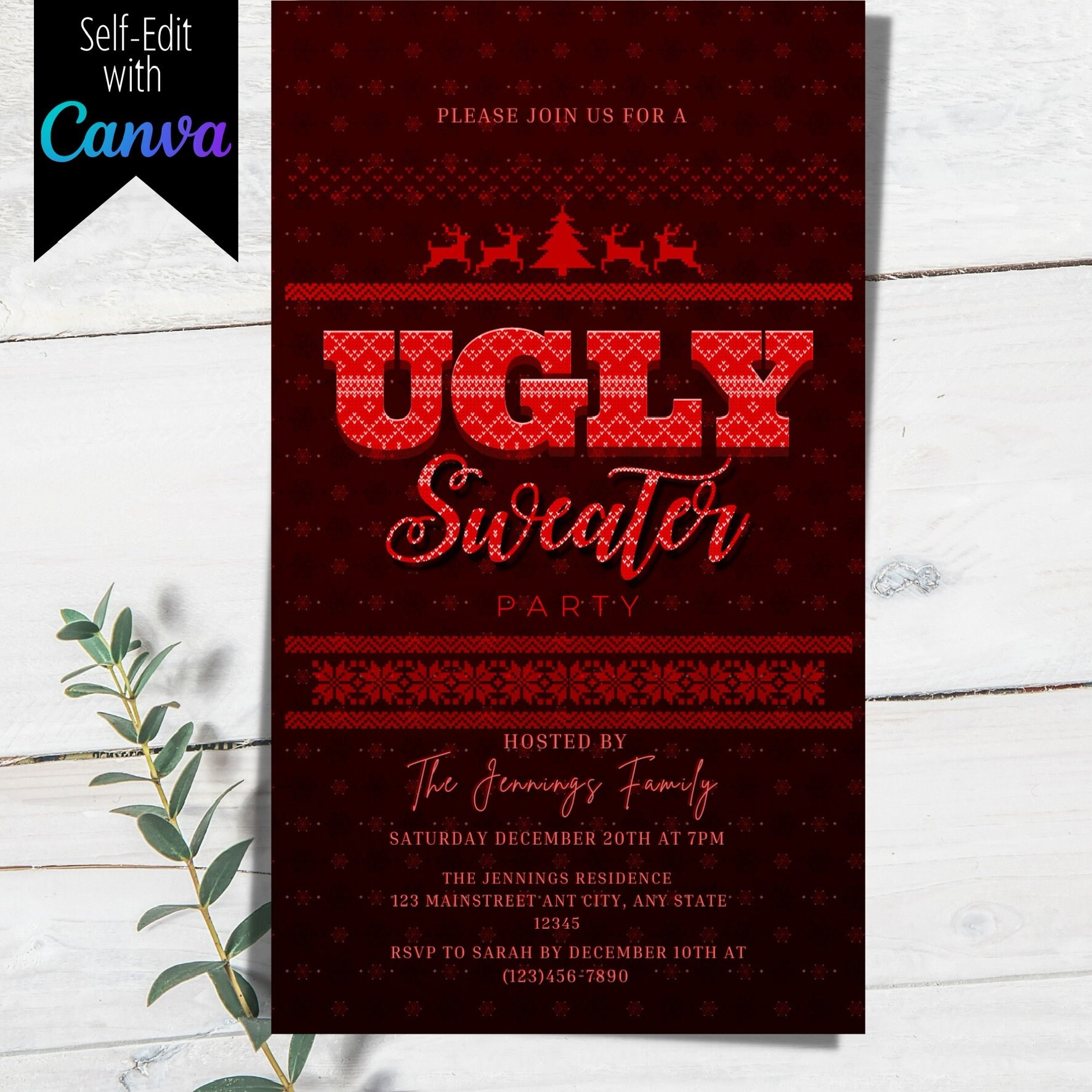 Digital Ugly Sweater Party Invitation Christmas Party Evite - Etsy