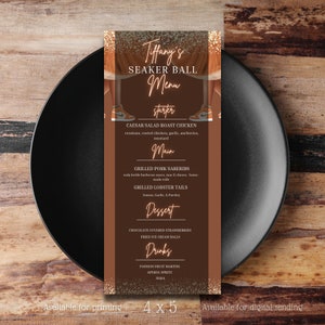 Editable Sneaker Ball Menu Card, Sneaker Dinner and Drinks Menu Card ...