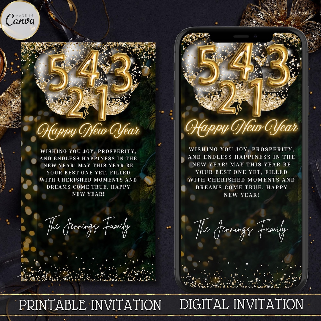 Digital Happy New Year Greeting Card, Electronic Happy Holidays ...