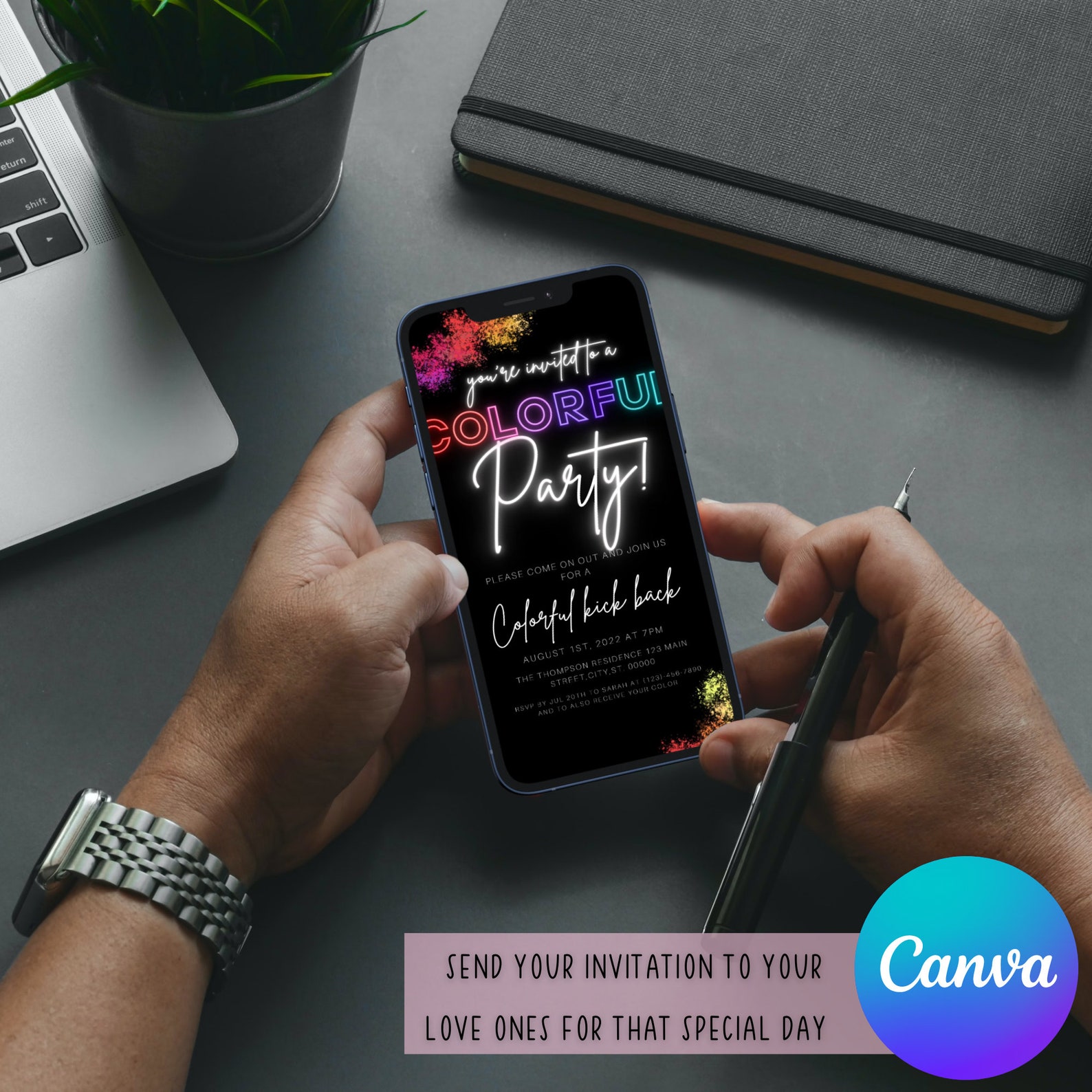 Electronic Colorful Kickback Digital Invitation Rainbow - Etsy