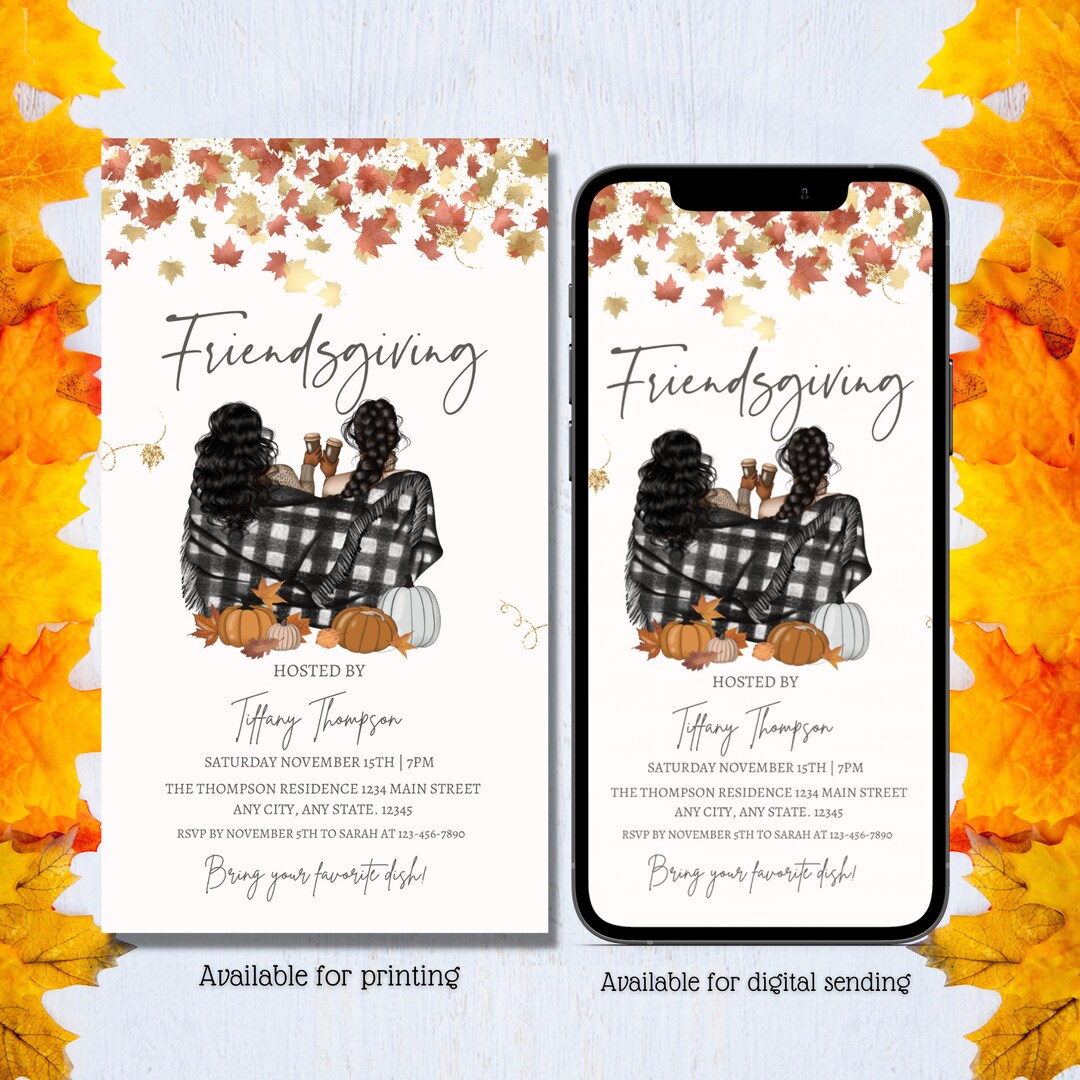 Digital Friendsgiving Invitation, Friendsgiving Potluck, Dinner Party ...