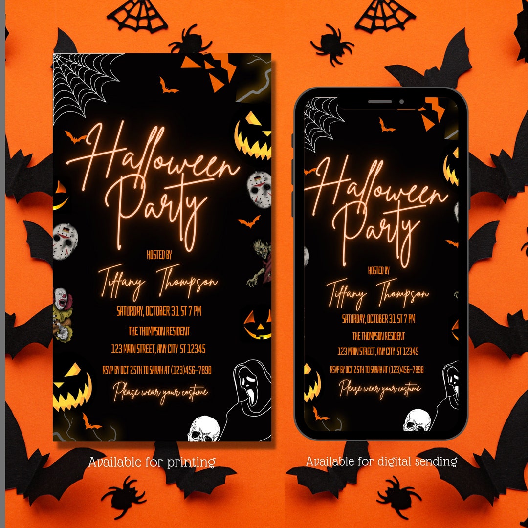 Digital Halloween Party Invitation, Spooky Halloween, Any Age Halloween ...