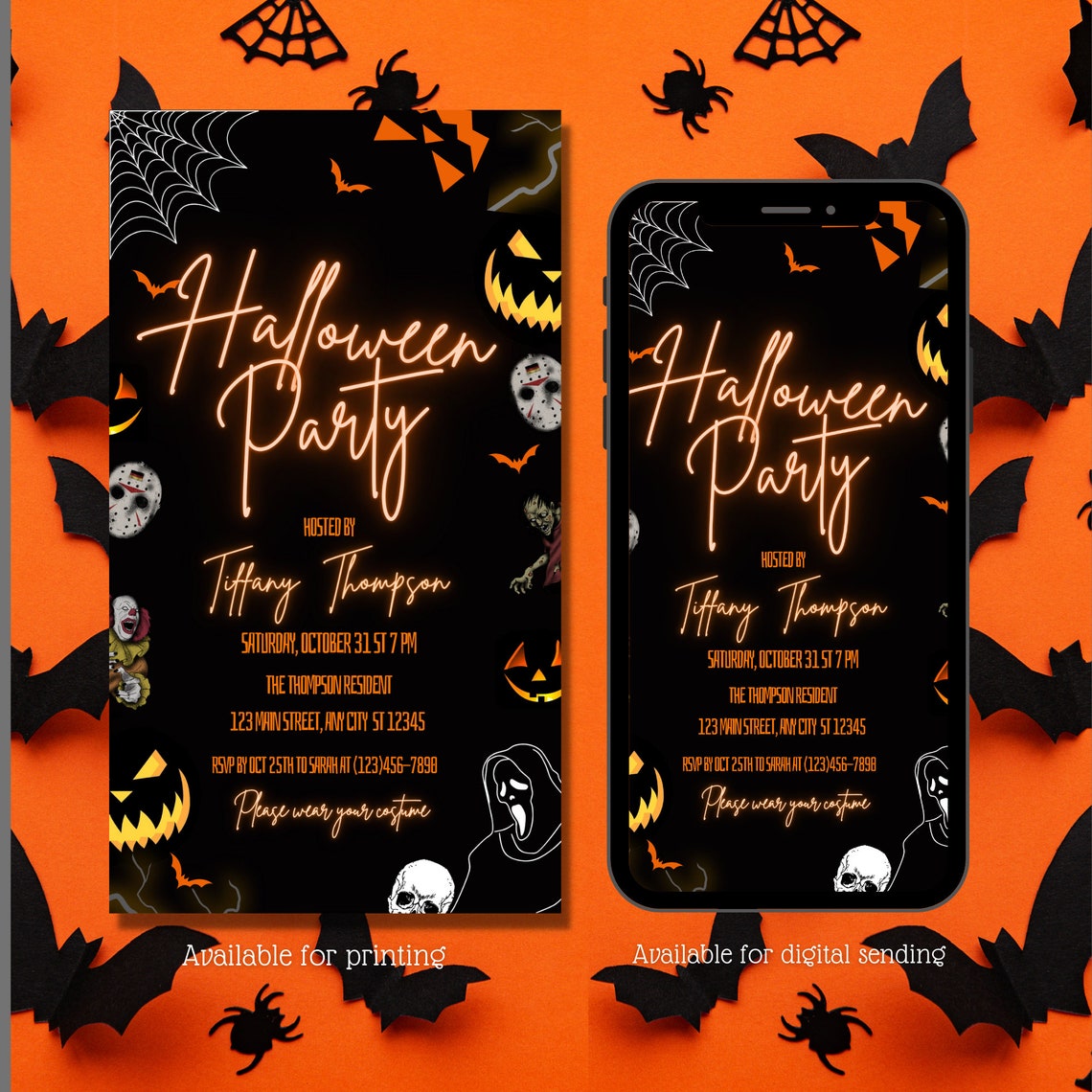 Digital Halloween Party Invitation Spooky Halloween Any Age - Etsy