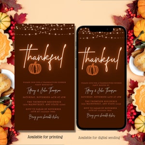 Thanksgiving Digital Invitation, Thankful Evite, Thanksgiving Dinner ...