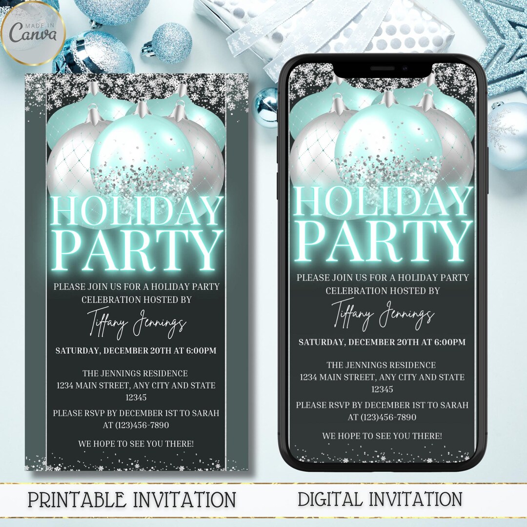 Holiday Party Digital Invitation, Electronic Christmas Party Invite ...