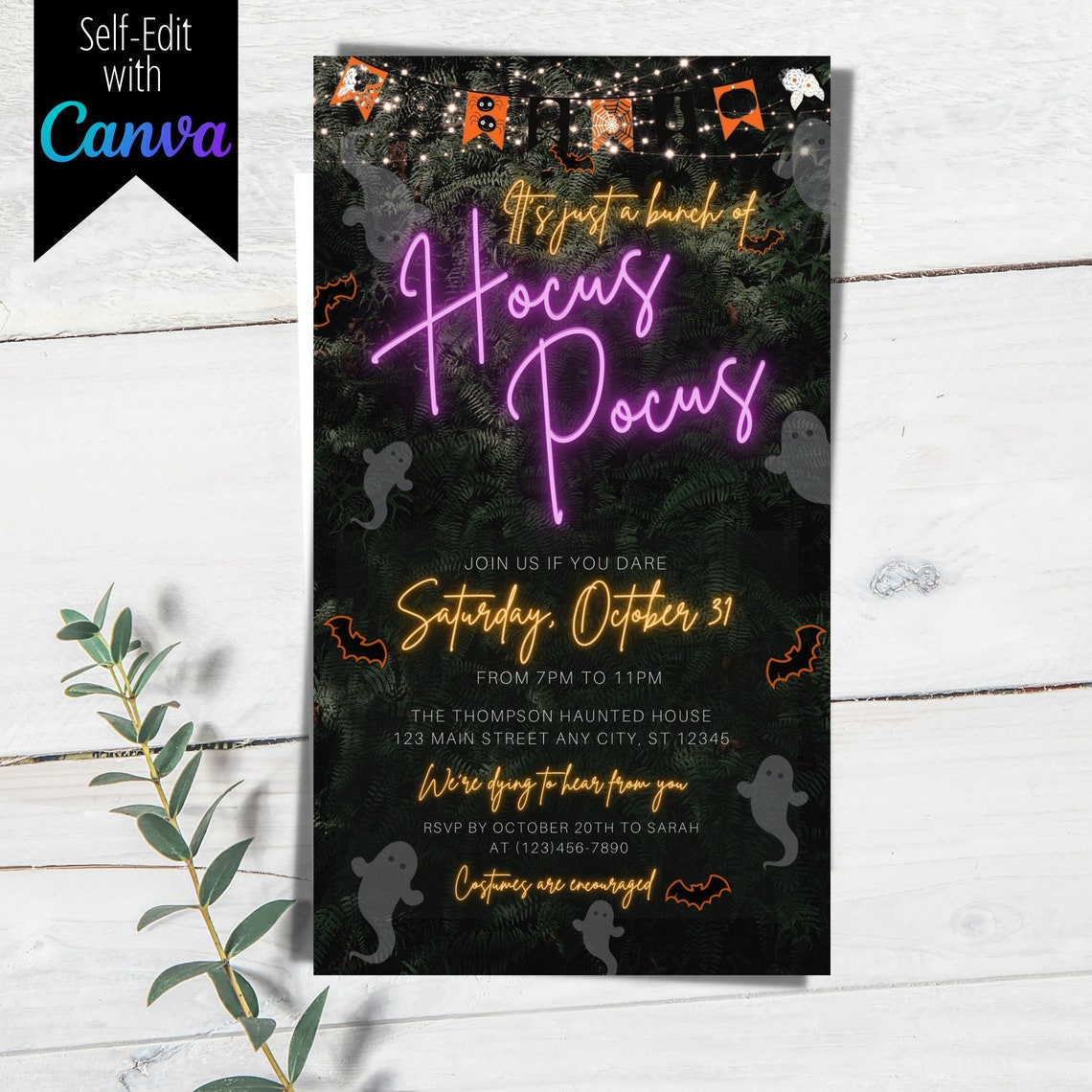 Digital Just a Bunch of Hocus Pocus Halloween Invitation Neon - Etsy