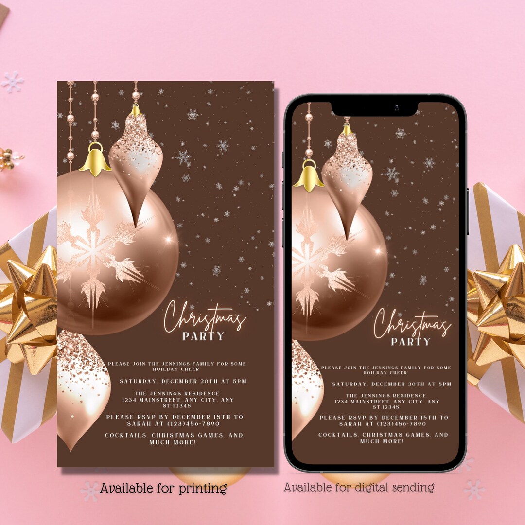 Digital Christmas Party Invitation, Xmas Party Invite, Christmas Dinner ...