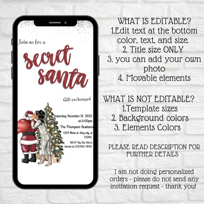 Digital Secret Santa Party Invitation Electronic Christmas - Etsy