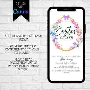 Digital Easter Dinner Party Invitation, Electronic Invite, Egg Hunt ...