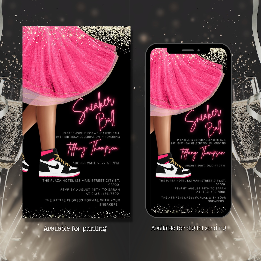 Electronic Sneaker Ball Party Invitation, Birthday Invite, Sneaker Gala ...