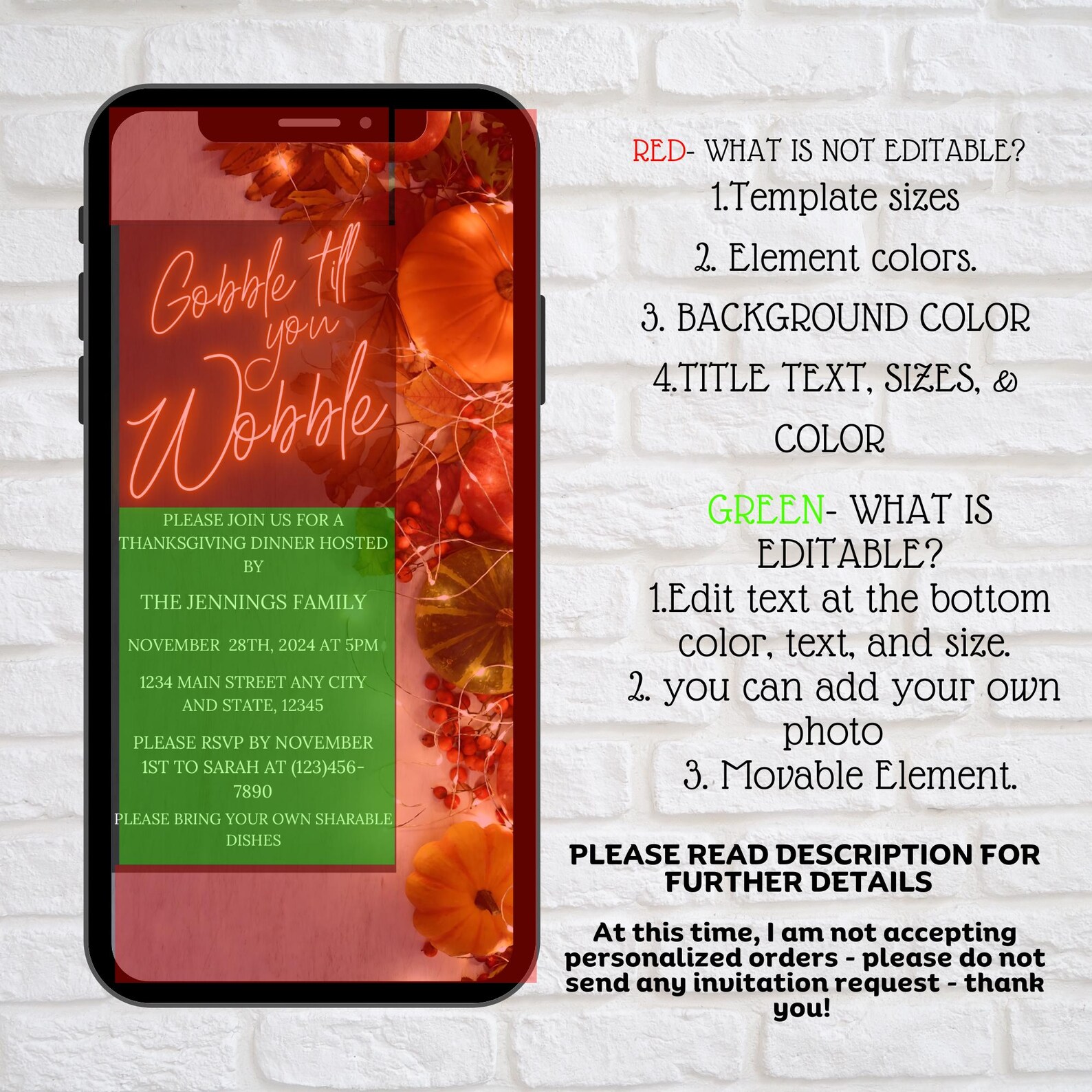 Digital Gobble Till You Wobble Funny Thanksgiving Friendsgiving Dinner ...