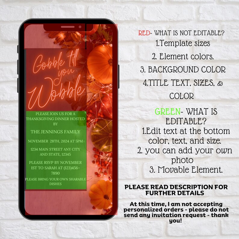 Digital Gobble Till You Wobble Funny Thanksgiving Friendsgiving Dinner ...