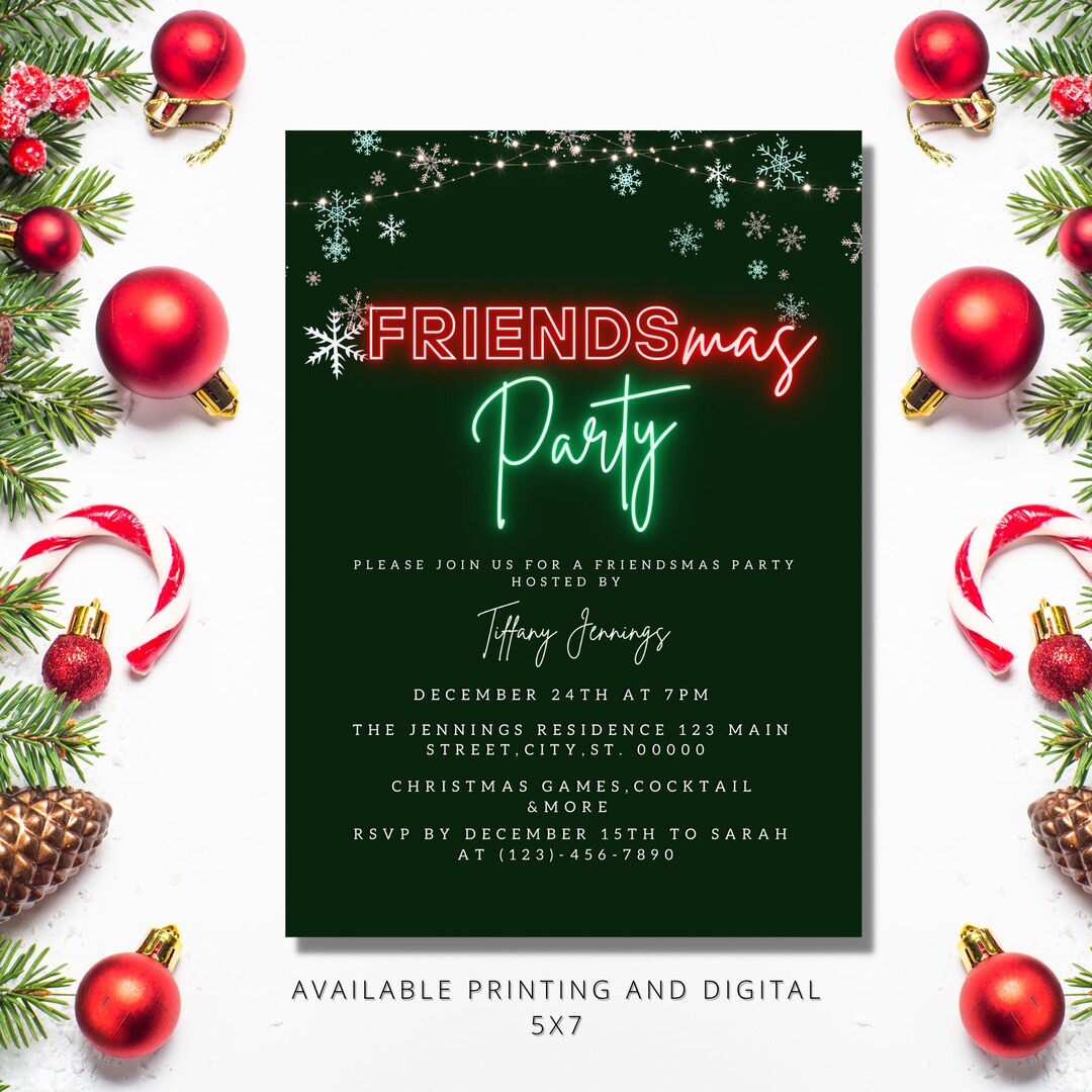 Electronic Friendsmas Party Invitation, Printable Holiday Party Invite ...
