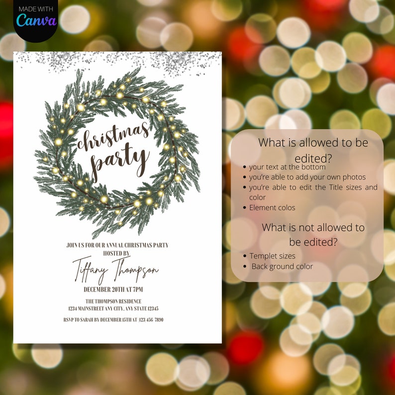 Editable Christmas Party Invitation, Printable Christmas Invite ...