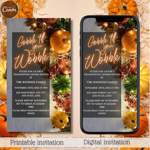 Digital Gobble Till You Wobble Funny Thanksgiving Friendsgiving Dinner ...