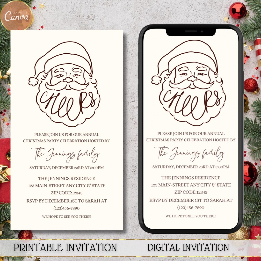 Digital Holiday Party Invitation, Electronic Christmas Party, Office ...