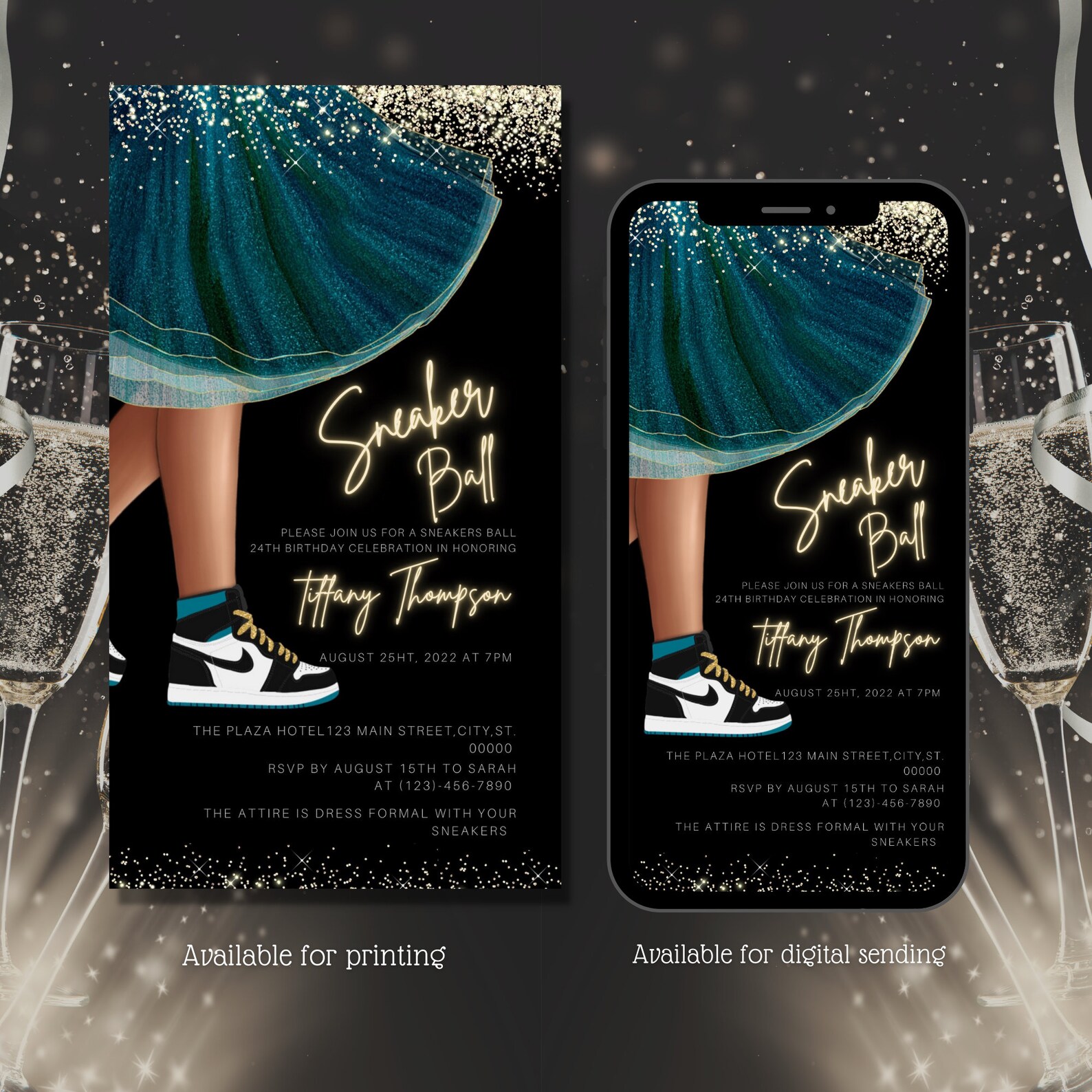 Electronic Sneaker Ball Party Invitation, Birthday Invite, Sneaker Gala ...