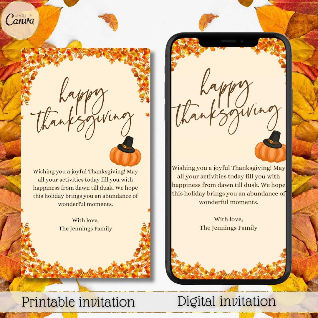 Digital Happy Thanksgiving Greeting Card, Electronic Holiday ...