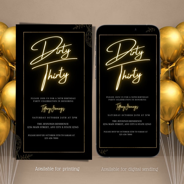 Dirty Thirty Digital Invitation - Etsy