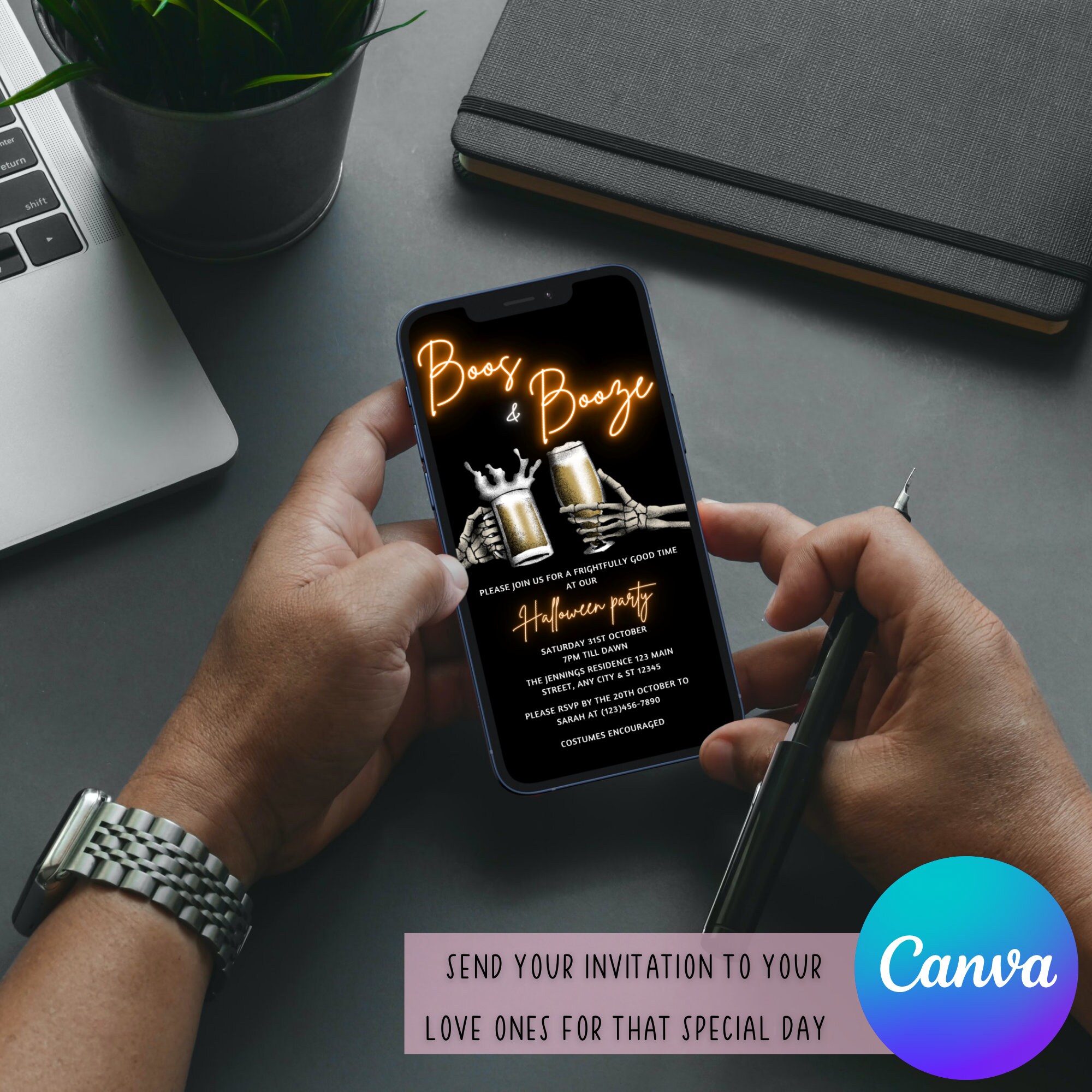 Electronic Boos and Booze Halloween Party Invitation Costume - Etsy