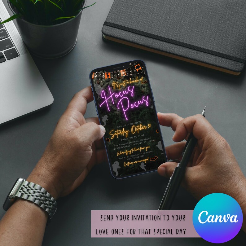 Digital Just a Bunch of Hocus Pocus Halloween Invitation Neon - Etsy