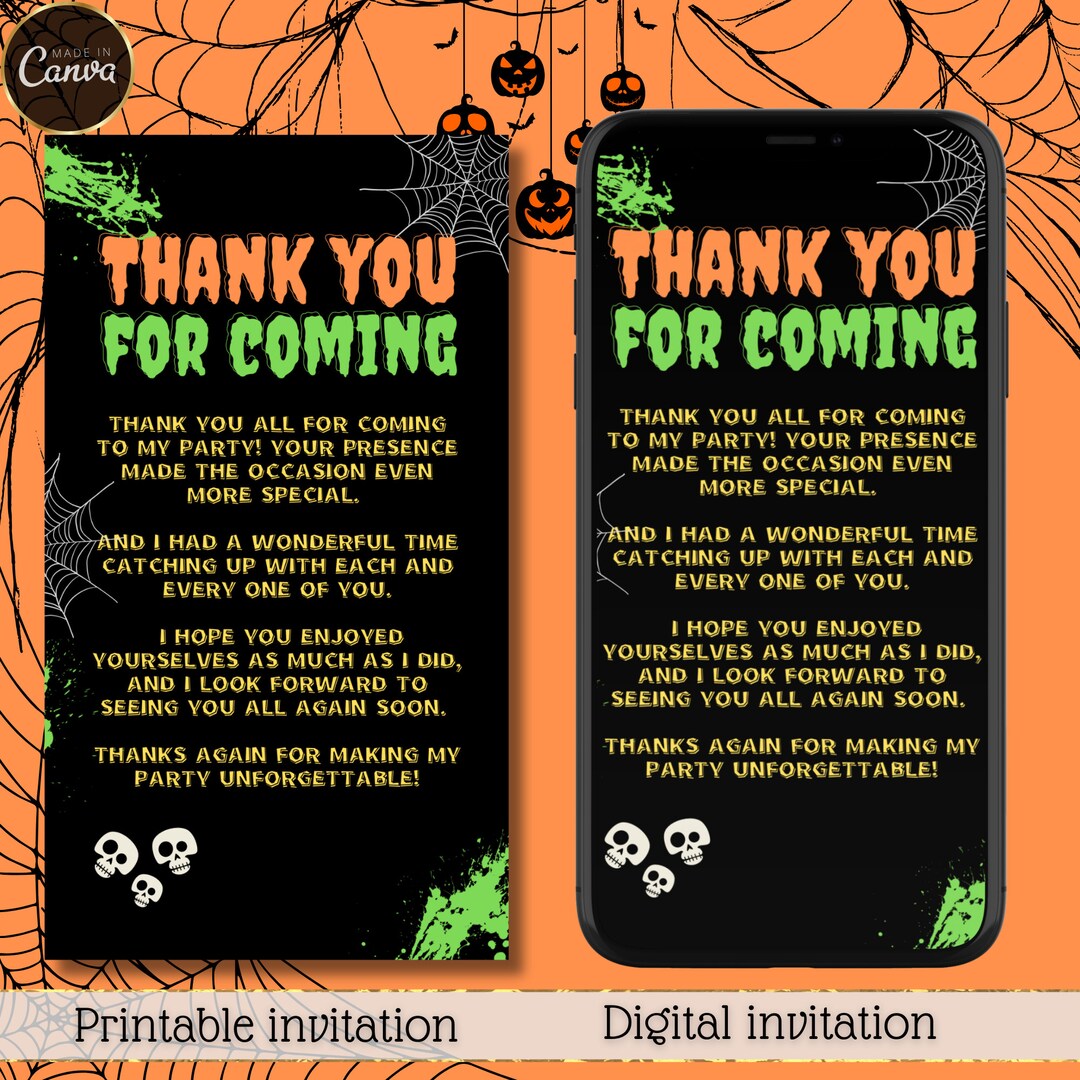Digital Halloween Thank You Ecard, Birthday Ecard Text Message, Slime ...
