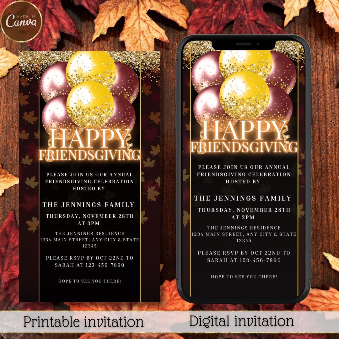Digital Happy Friendsgiving Invitation, Electronic Text Message Invite ...