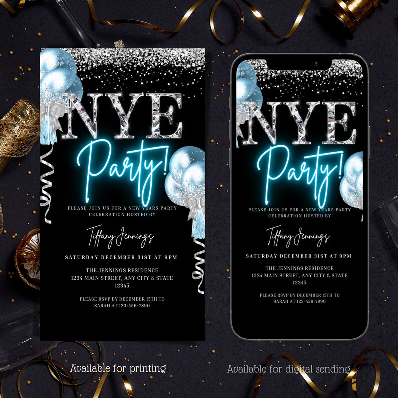 Electronic NYE Party Invitation, Digital 2026 New Year's Eve Party ...
