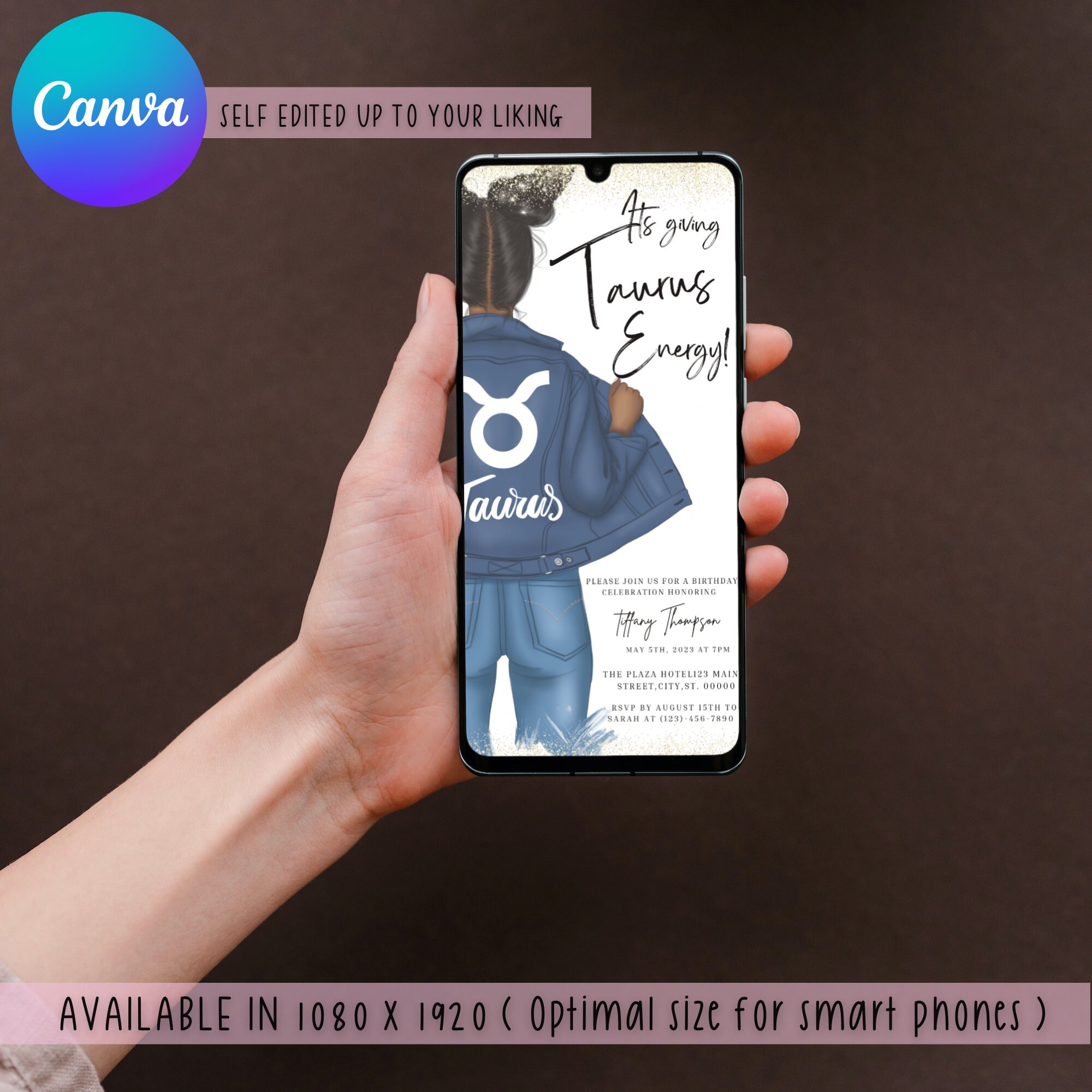 Digital Taurus Birthday Invitation Electronic Birthday - Etsy