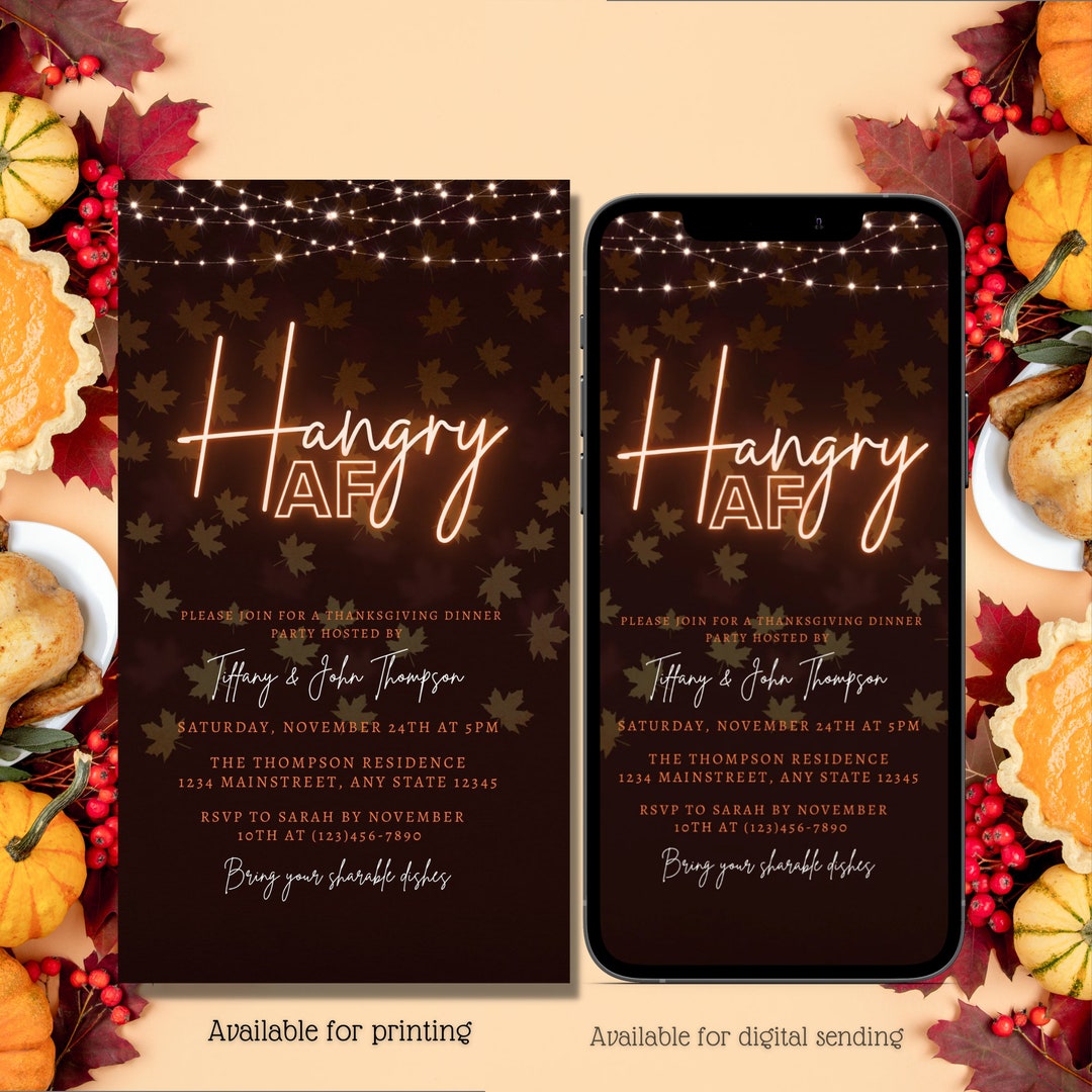 Digital Friendsgiving Invitation, Funny Friendsgiving Invites, Hangy AF ...