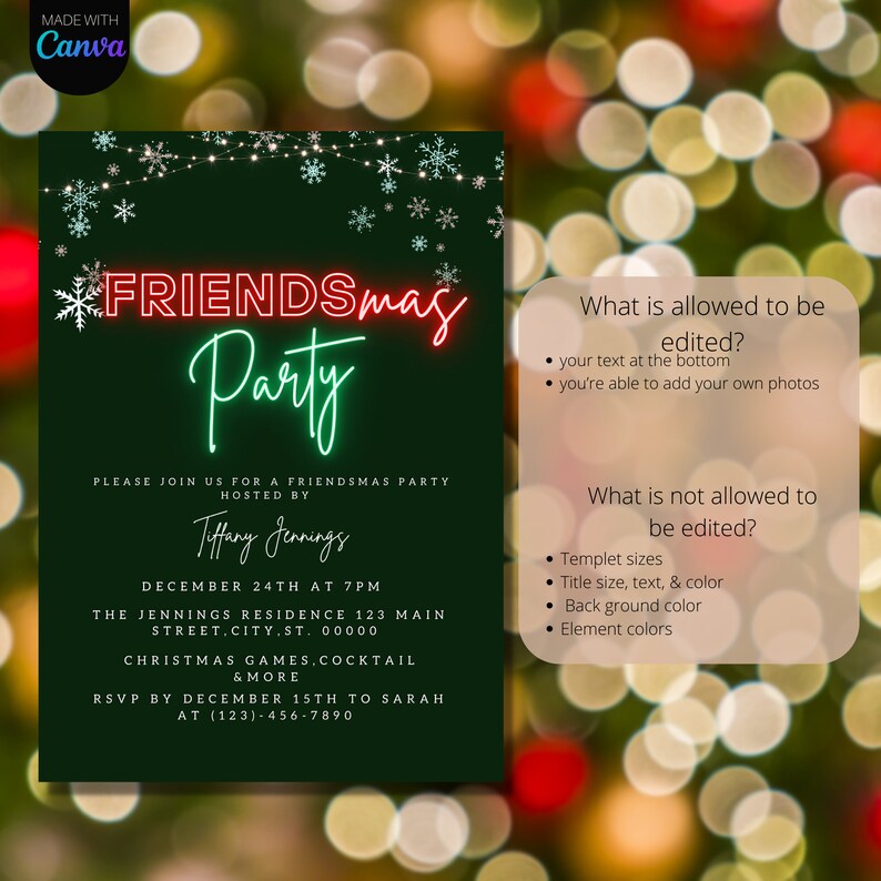 Electronic Friendsmas Party Invitation, Printable Holiday Party Invite ...