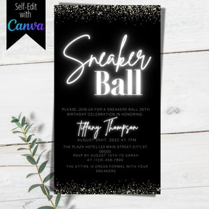 Digital Sneaker Ball Party Invitation, Birthday Invite, Sneaker Gala ...