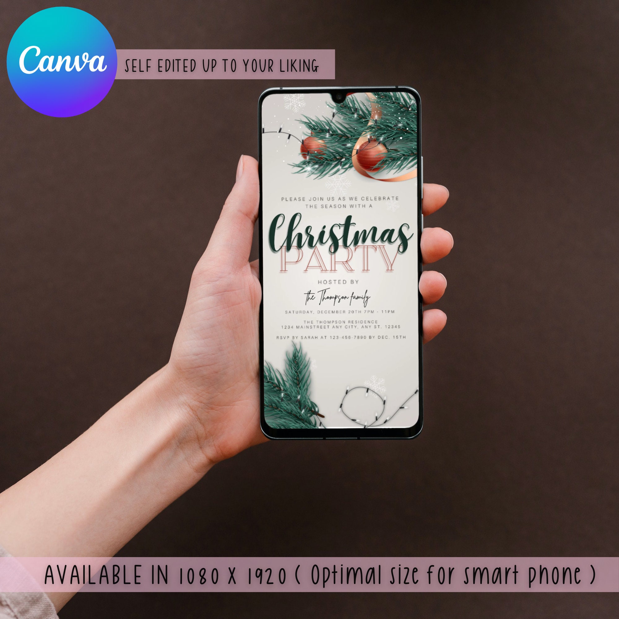 Digital Christmas Invitation, Holiday Party Invite, Cocktail Party ...