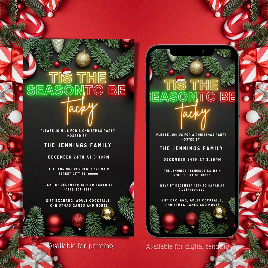 Tis the Season to Be Tacky Digital Invitation, Electronic Funny ...