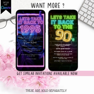 Digital 90s Party Invitation, Electronic Back to the 90s Birthday Party ...