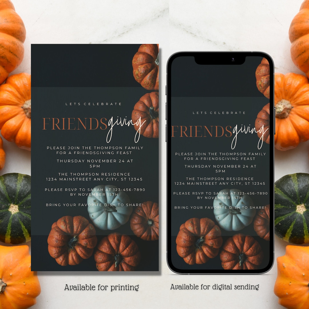 Digital Friendsgiving Invitation, Friendsgiving Invite, Autumn, Pumpkin ...