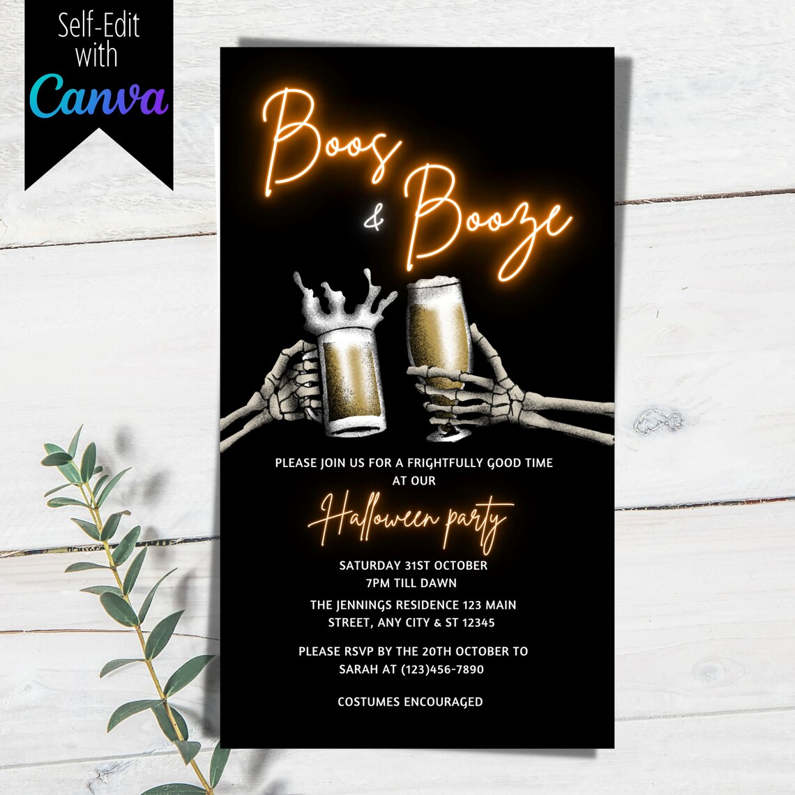 Electronic Boos and Booze Halloween Party Invitation Costume - Etsy