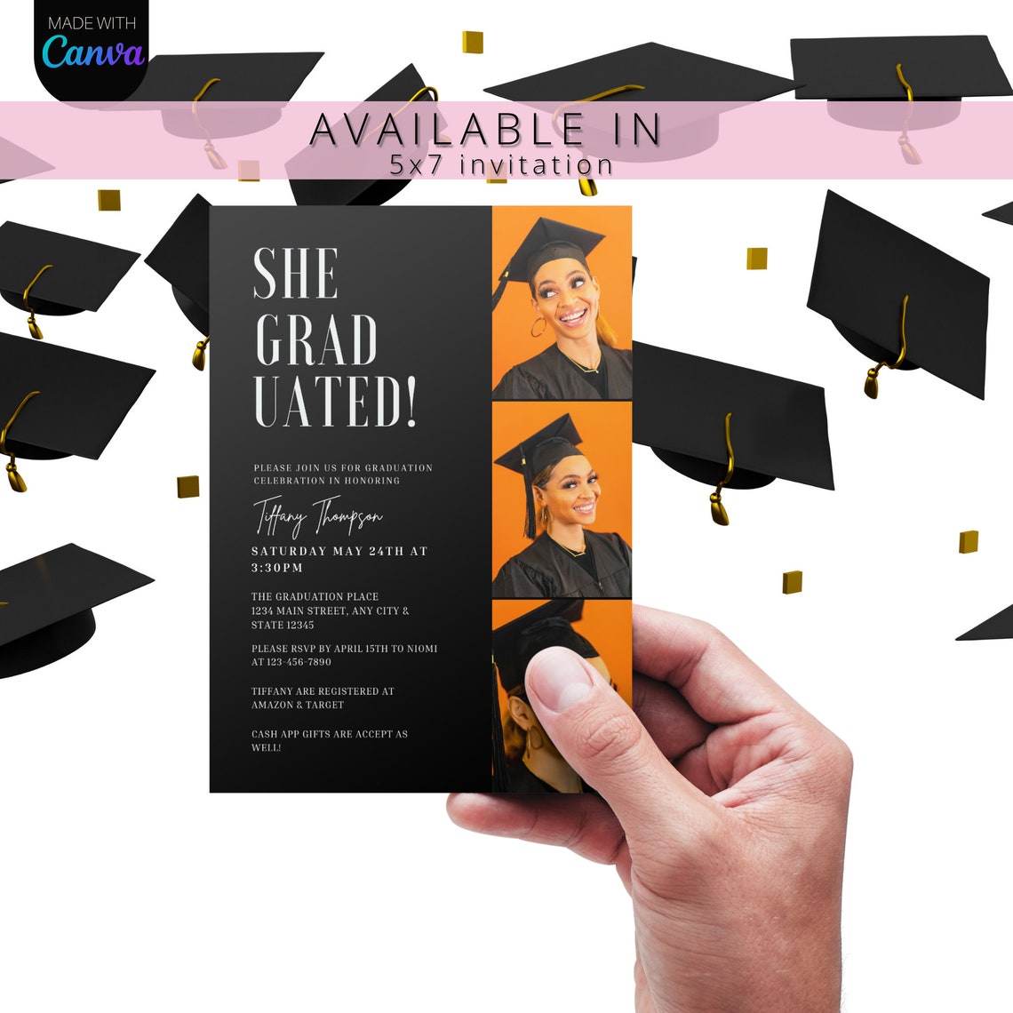 Printable Graduation Invitation, Electronic She Graduated Printable ...