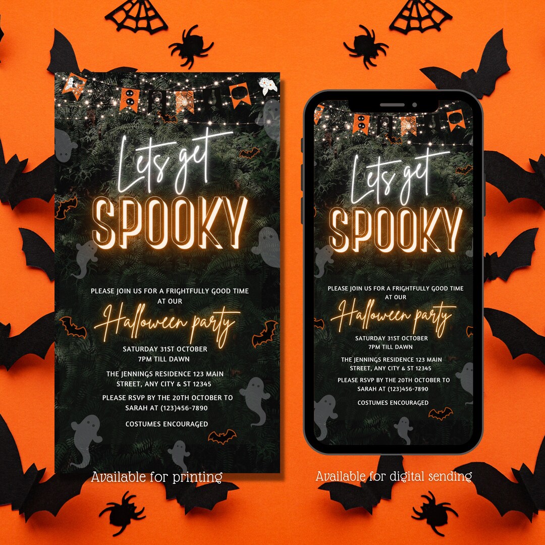Electronic Let's Get Spooky Halloween Invitation, Electronic Halloween ...