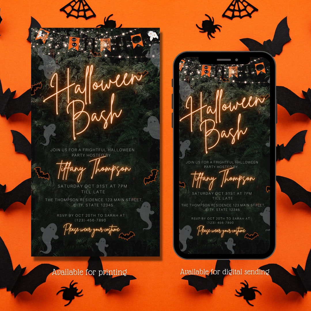 Digital Halloween Party Invitation, Halloween Bash Invite, Halloween ...