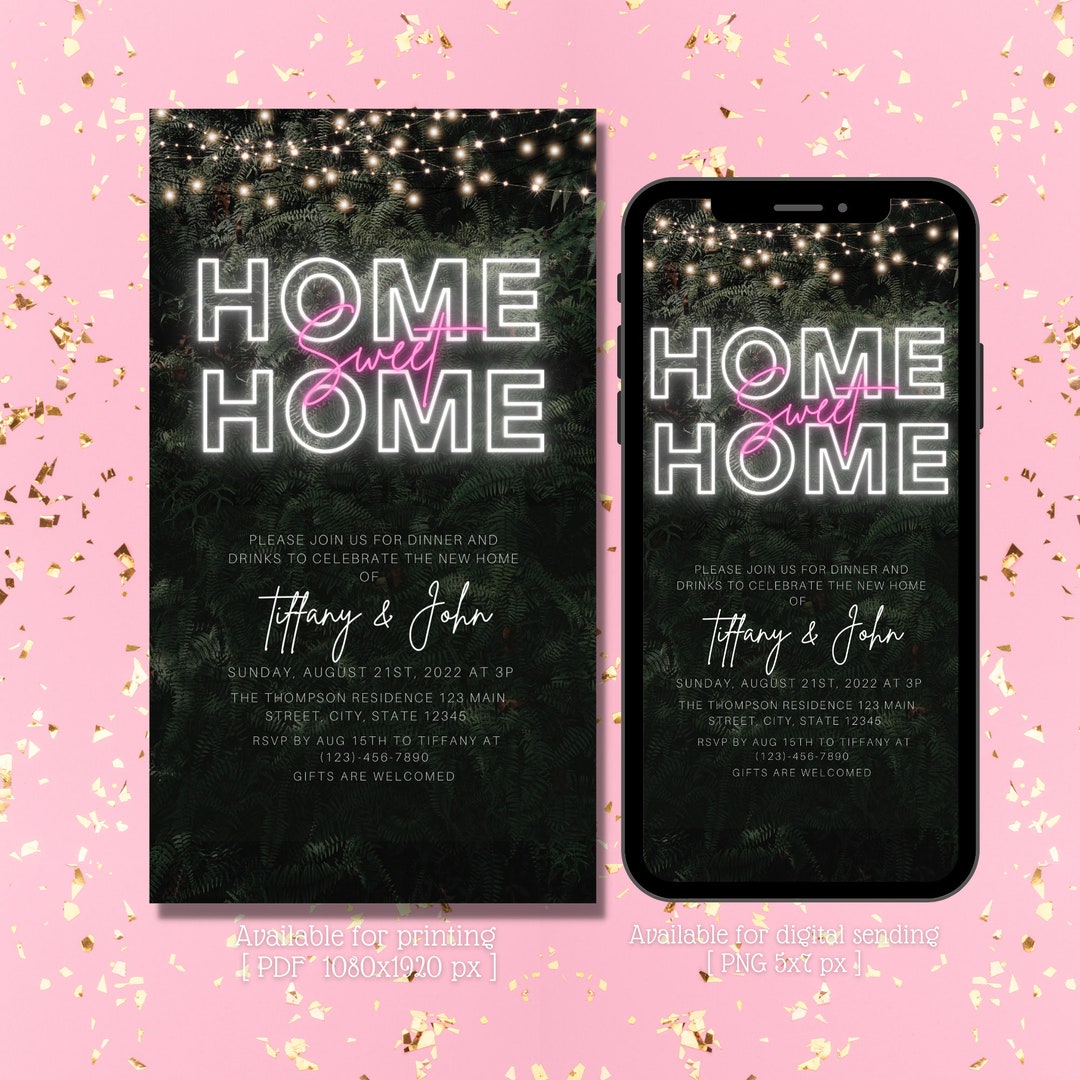 Digital Housewarming Party Invitation, Electronic, Home Sweet Home ...