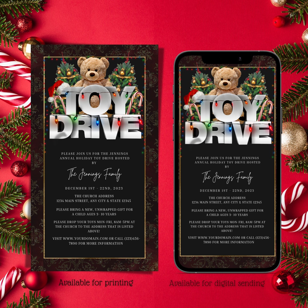 Electronic Toy Drive Invitation, Digital School Toy Drive Text Invite ...