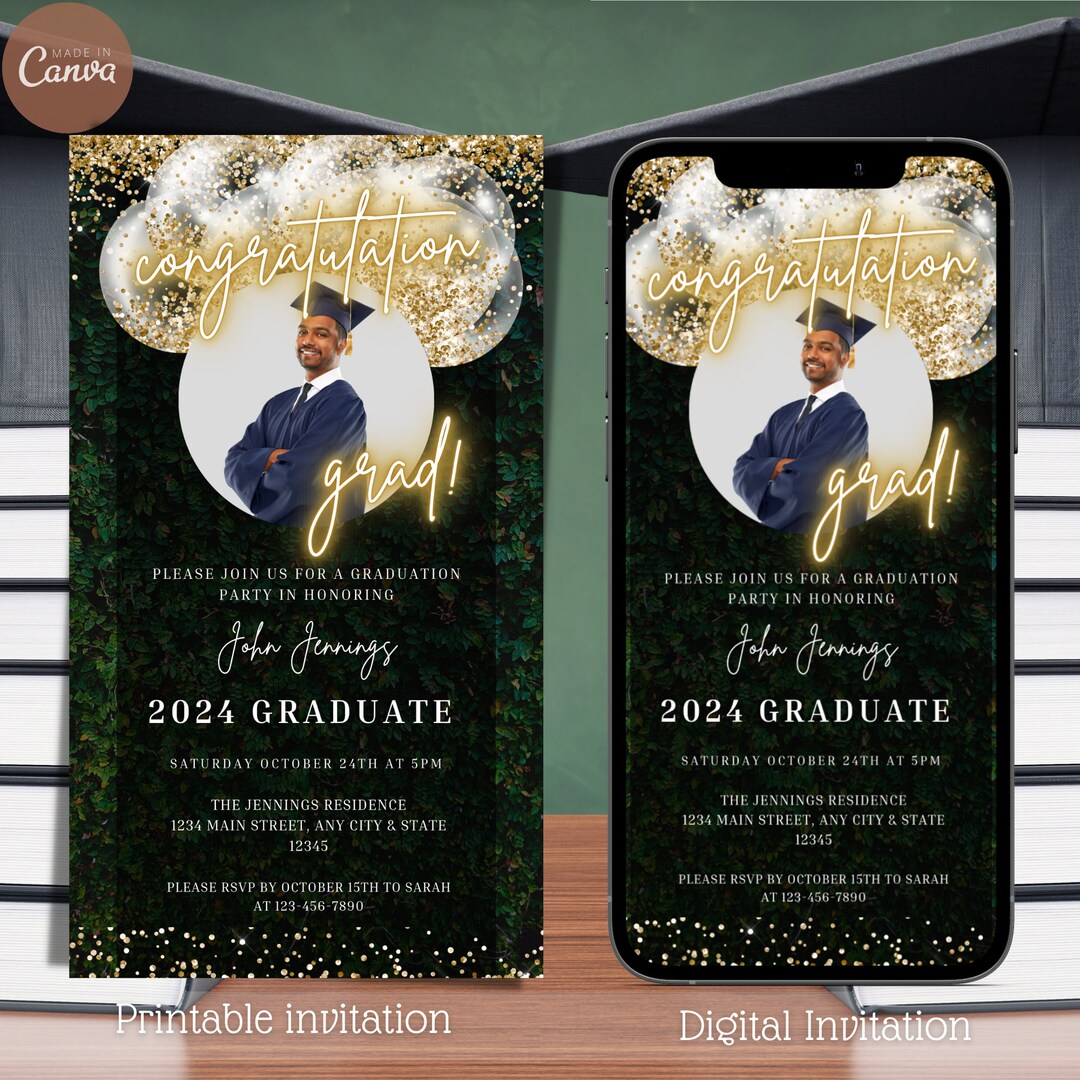 Digital Graduation Party Invitation, Electronic Grad Party Text Message ...