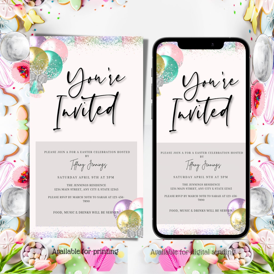 You're Invited Digital Party Invitation, Special Event Invite, Easter ...